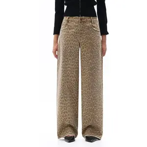 BAYEAS High-waist Wide-leg Jeans - Leopard