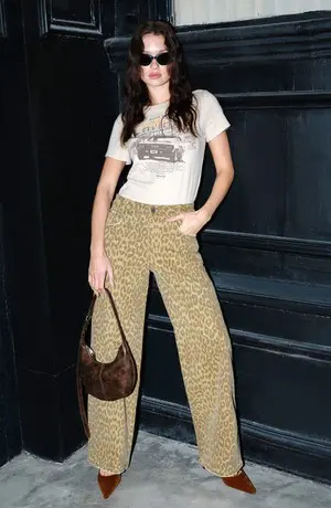 BAYEAS High-waist Wide-leg Jeans - Leopard
