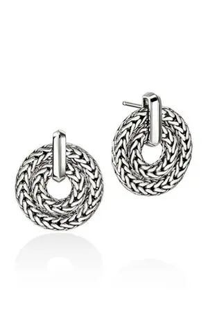 John Hardy Icon Link Frontal Hoop Earrings - Silver