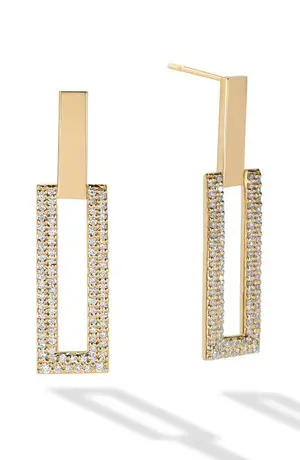 Lana Jewelry 14k Gold Open Tag Drop Earrings - Yellow Gold