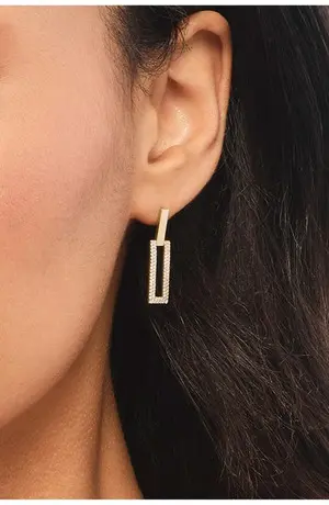 Lana Jewelry 14k Gold Open Tag Drop Earrings