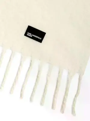 Karl Lagerfeld Fringed Furry Scarf - Neutrals