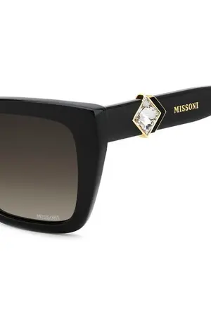 Missoni 54mm Embellished Square Sunglasses - Black/brown Sf
