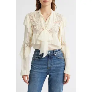 LoveShackFancy Farah Ruffle Detail Button-up Shirt