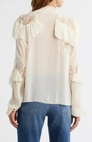 LoveShackFancy Farah Ruffle Detail Button-up Shirt