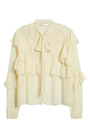 LoveShackFancy Farah Ruffle Detail Button-up Shirt