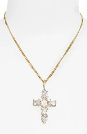 VIDAKUSH Virgin Mary Cross Pearl Necklace