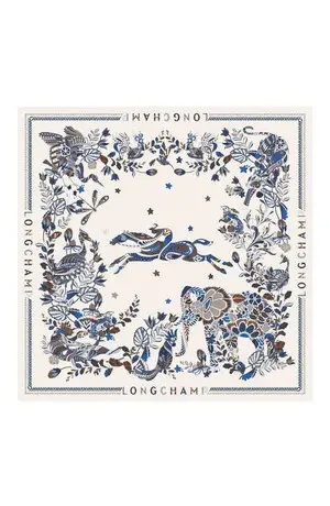Longchamp Foret Square Silk Scarf - Atlantic