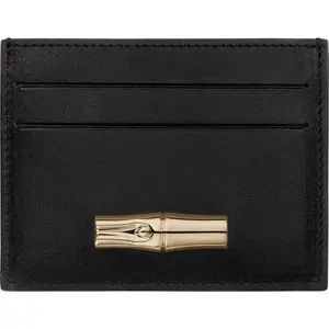 Longchamp Le Roseau Leather Card Case Black