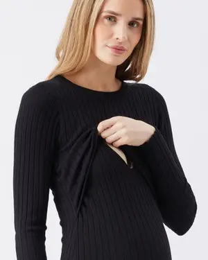 RIPE MATERNITY Eden Knit Nursing Dress - Black