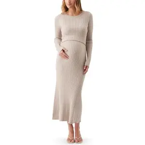 RIPE MATERNITY Eden Knit Nursing Dress Stone