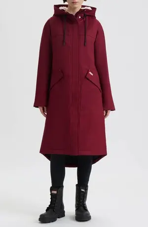 Hunter Jane Hooded Water Repellent Coat - Cranberry