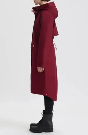 Hunter Jane Hooded Water Repellent Coat - Cranberry