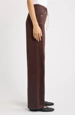 Rag & Bone Rb Miramar Pull-on Wide Leg Cotton Terry Sweatpant Jeans - Chocolate