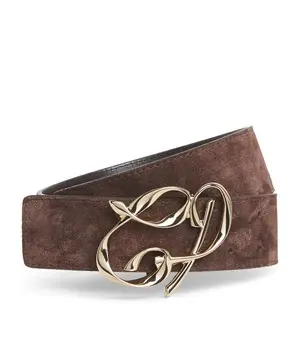 Claudie Pierlot Suede Belt With Logo Buckle - Brown