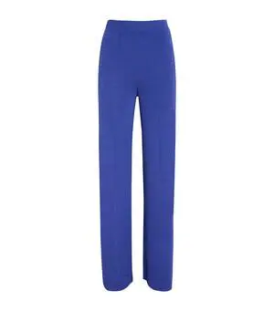 JOSEPH Grid Knit Straight Trousers Blue