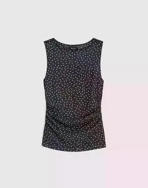 Madewell Ruched Polka Dot Mesh Tank