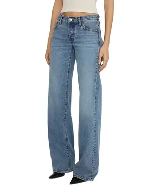 FRAME Amelia Gray Low Rise Wide Leg Jeans - Rapture