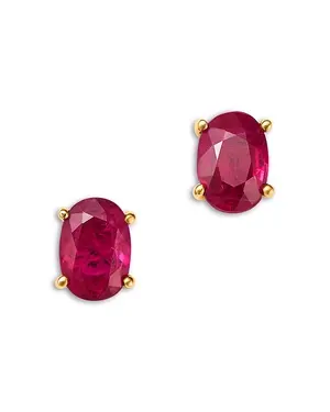 Bloomingdale'S Oval Stud Earrings Ruby/gold