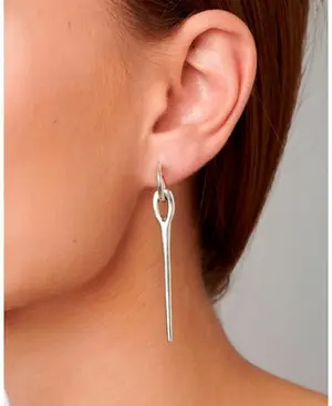 UNODE50 Sterling Plated Button And Needle Drop Earrings