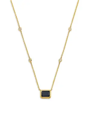 Bloomingdale'S Blue Sapphire & Diamond Octagon Pendant Necklace - Blue/gold