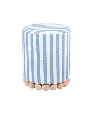 TOV FURNITURE Dex Striped Linen Ottoman