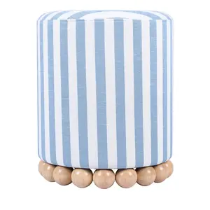 TOV FURNITURE Dex Striped Linen Ottoman