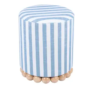 TOV FURNITURE Dex Striped Linen Ottoman