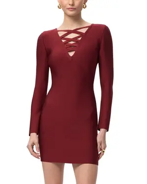 Herve Leger Tabitha Mini Dress - Cabernet