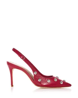 Cinq À Sept Rhonda Embellished Leather Pumps - Cherry Rose