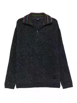 Paul Smith Half-zip Striped-collar Sweater - Grey