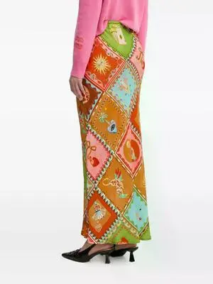 NEVER FULLY DRESSED Soller Dorris Patchwork-print Maxi Skirt