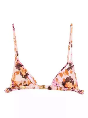 Chloé Floral-print Triangle Bikini Top - Pink