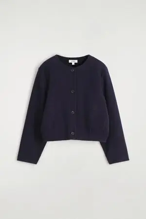 Cos Boiled Merino Wool Cardigan - Navy