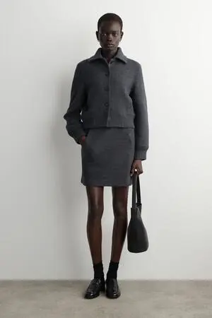 Cos Boiled Merino Wool Mini Skirt - Gray