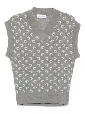 MARINE SERRE Moon-jacquard V-neck Vest - Grey