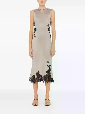Christopher Esber Hibiscus Embroidered Lace-insert Midi Dress