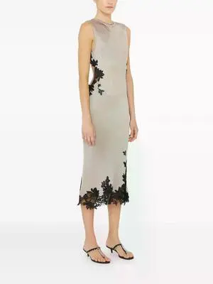 Christopher Esber Hibiscus Embroidered Lace-insert Midi Dress