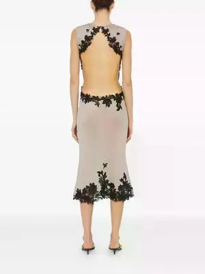 Christopher Esber Hibiscus Embroidered Lace-insert Midi Dress