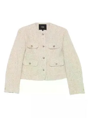 Maje Buttoned Cropped Tweed Jacket