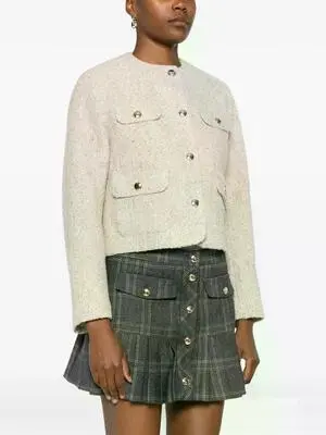 Maje Buttoned Cropped Tweed Jacket