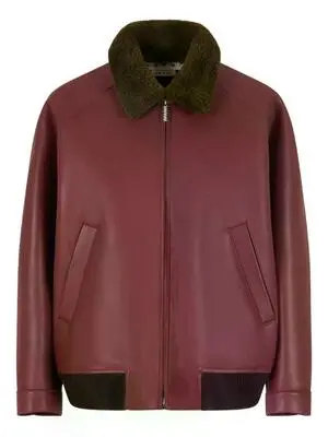 Marni Leather Bomber Jacket With Collar Detail