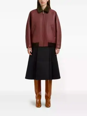 Marni Leather Bomber Jacket With Collar Detail