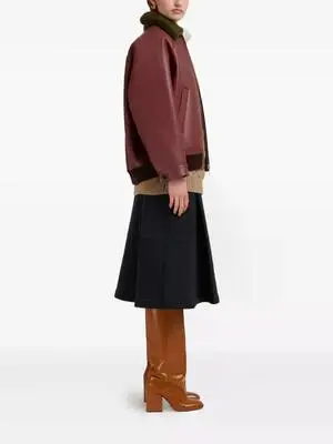 Marni Leather Bomber Jacket With Collar Detail