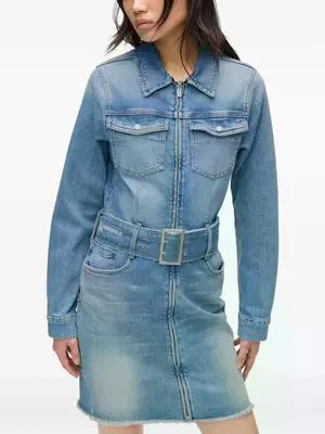 Karl Lagerfeld Belted Zip-front Denim Dress