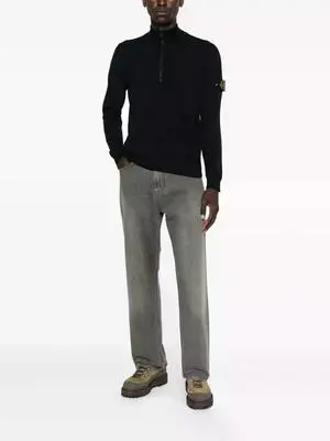 Stone Island Half-zip Sweater With Logo Patch - Blue