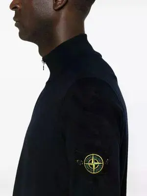 Stone Island Half-zip Sweater With Logo Patch - Blue