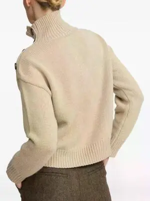 YVES SALOMON High-neck Buttoned Sweater - Neutrals