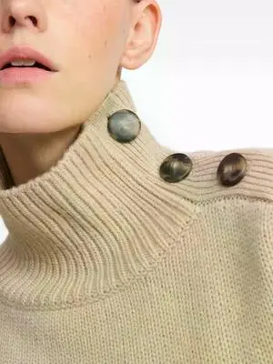 YVES SALOMON High-neck Buttoned Sweater - Neutrals