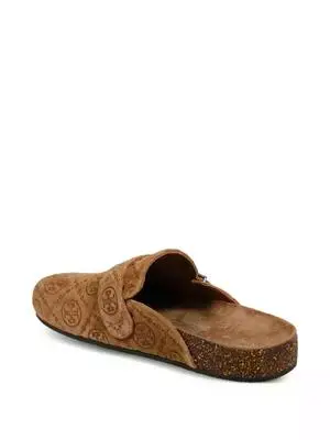 Tory Burch Logo-debossed Buckle Slippers - Brown
